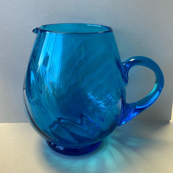 Hand Crafted | Art | Vintage Mid Century Hand Blown Peacock Blue ...